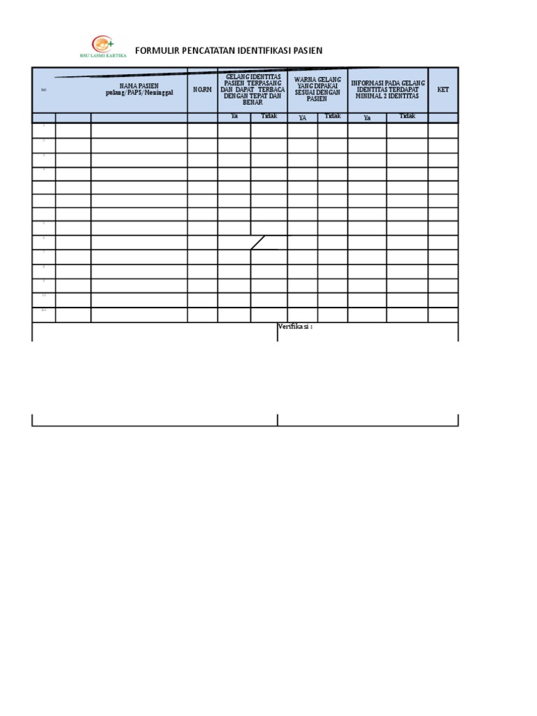 Formulir Pencatatan Identifikasi Pasien | PDF