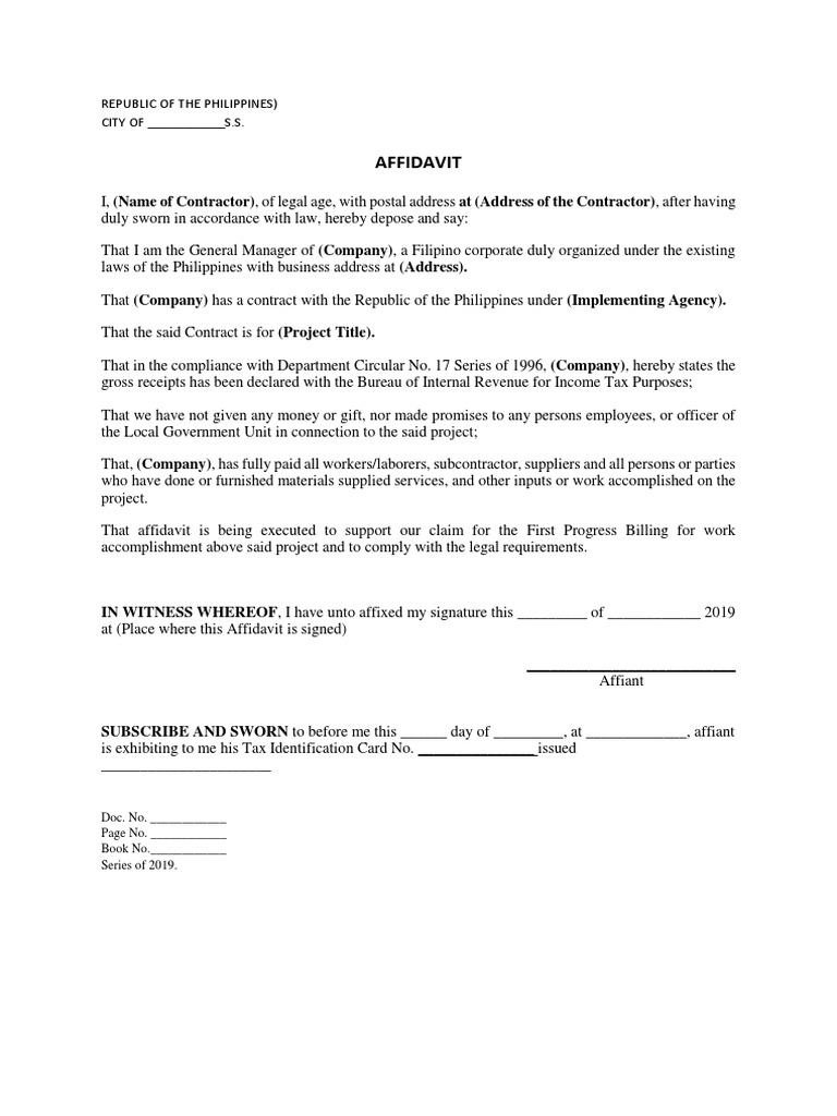 Contractor Affidavit | PDF
