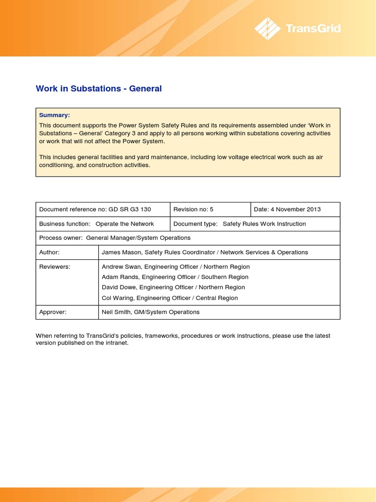 Work in Substations - General PDF | PDF | Electrical Substation | High ...