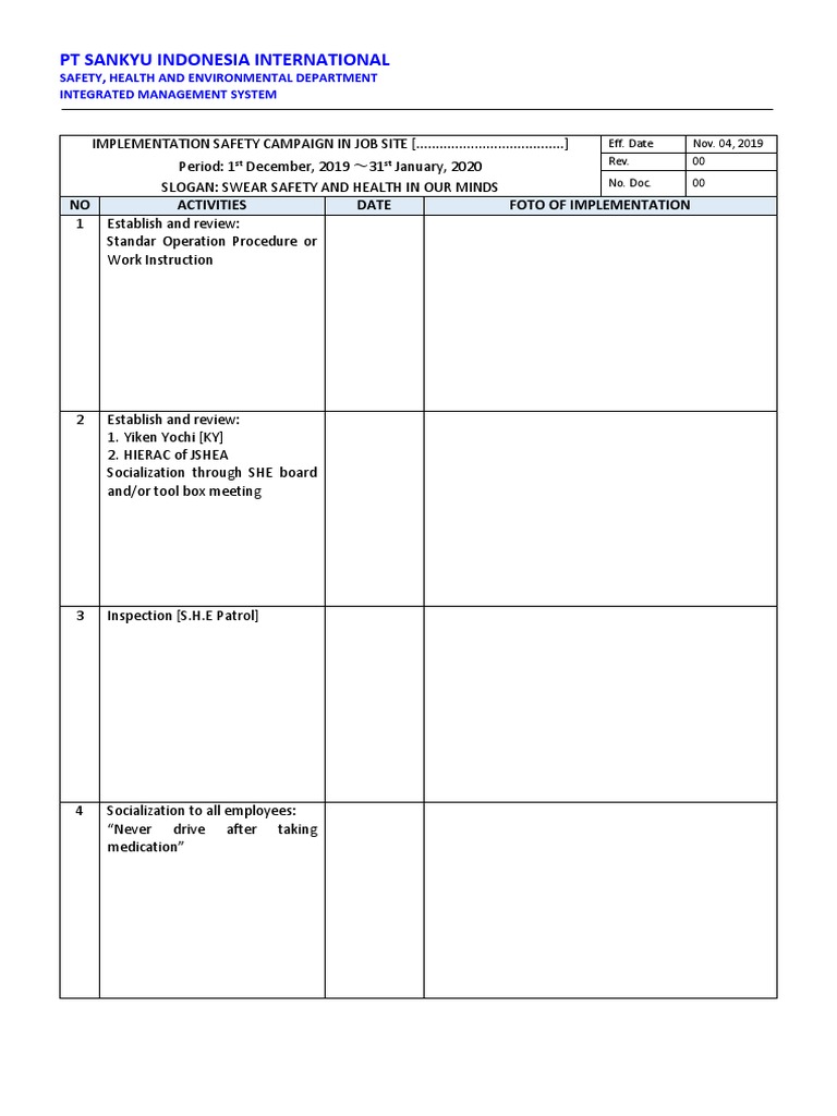 Form Report Safety Campaign | PDF | Health Care | Wellness