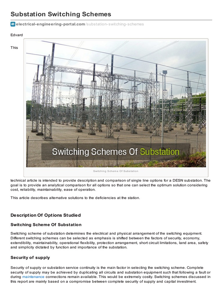 Substation Switching Schemes | PDF | Electrical Substation | Switch