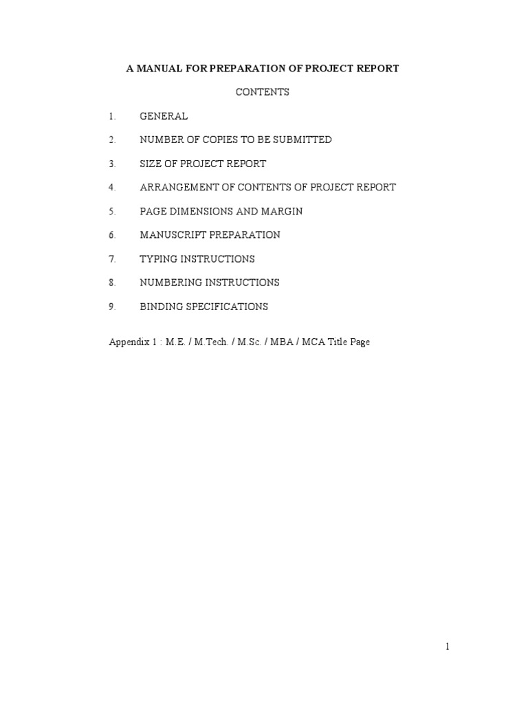 A Manual For Preparation of Project Report | PDF | Master Of Business ...