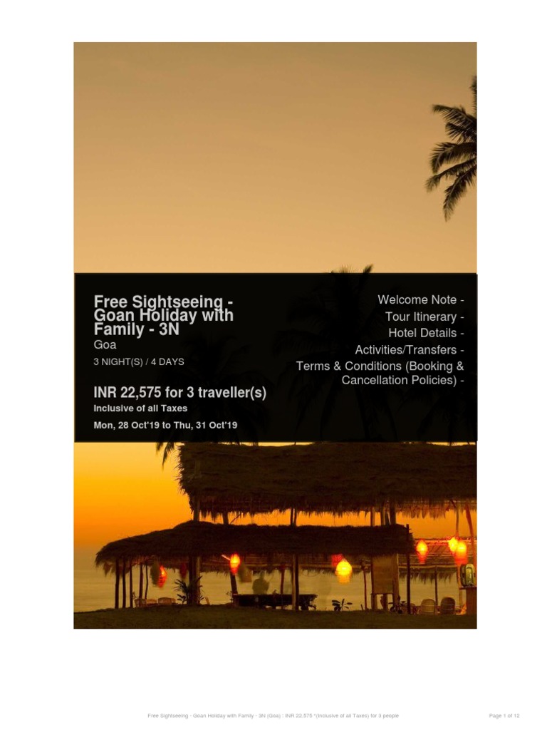 Goa Trip Planner - Free | PDF | Tourism | Business