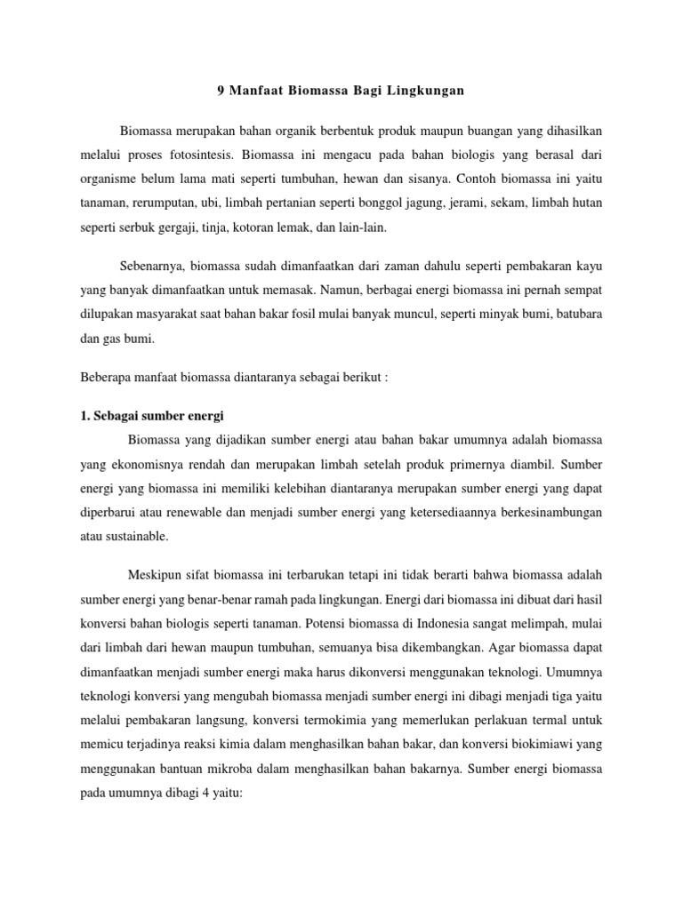 Manfaat Biomassa untuk Lingkungan | PDF | Kesehatan Holistik ...