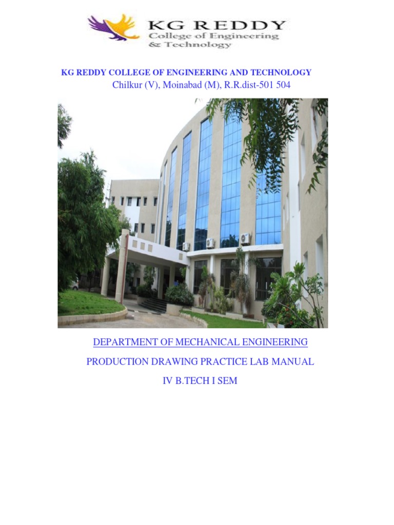 Production Drawing Practice Lab Manual | PDF | Engineering Tolerance ...