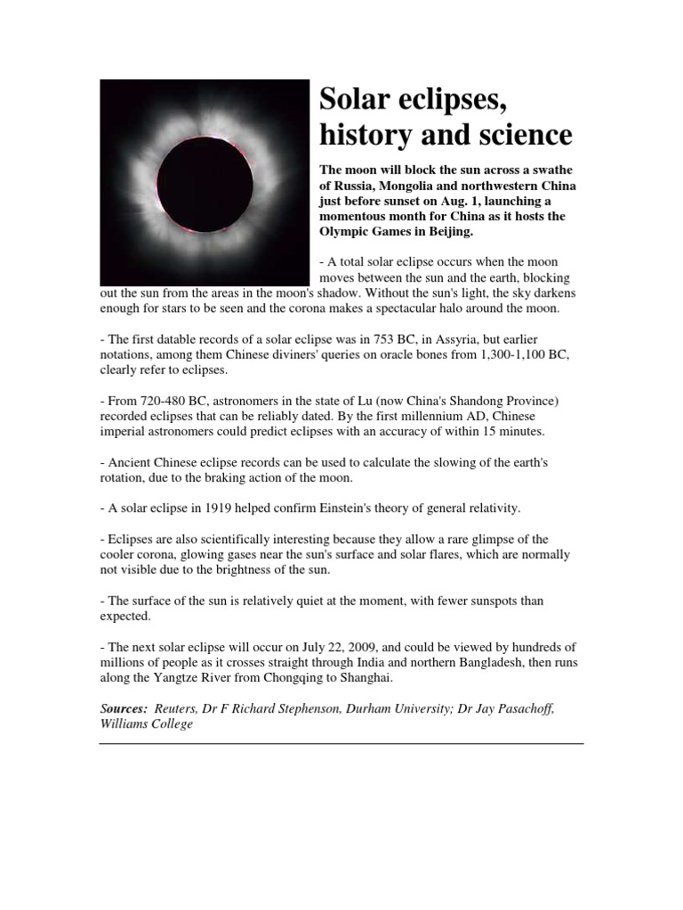 Solar Eclipses - Interesting Facts | PDF | Solar Eclipse | Eclipse