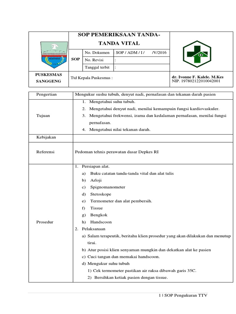 SOP Pemeriksaan TTV | PDF