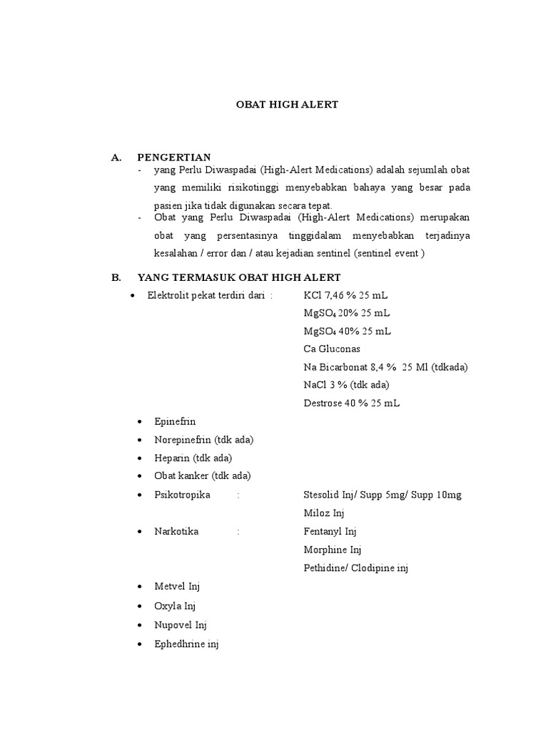 Obat High Alert | PDF