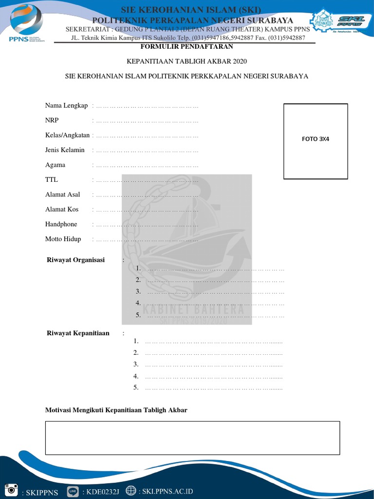 Formulir Open Recruitment Tabligh Akbar 2020 | PDF