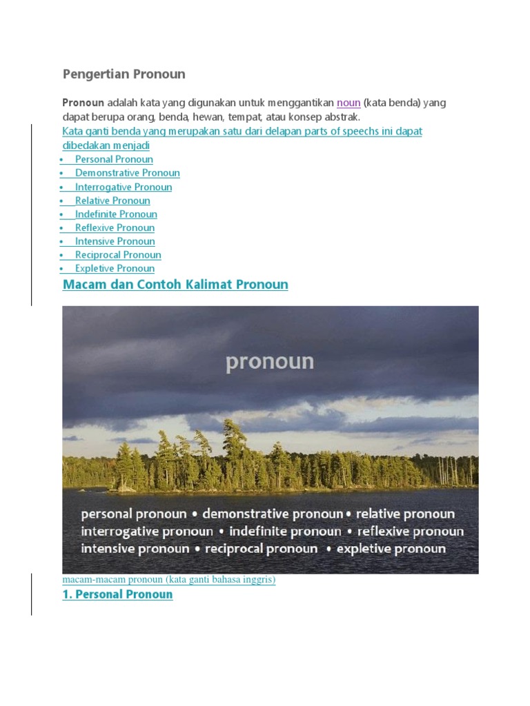 Pengertian dan Macam Pronoun | PDF | Seni & Disiplin Bahasa