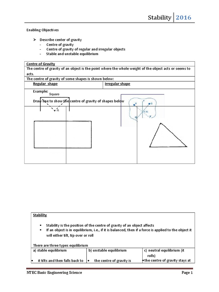 Stability | PDF | Center Of Mass | Gravity