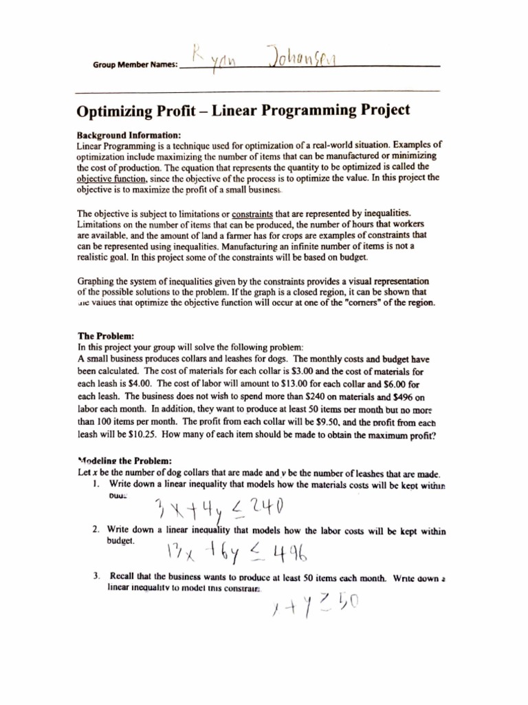 Maximize Profit with Linear Programming | PDF | Mathematical ...