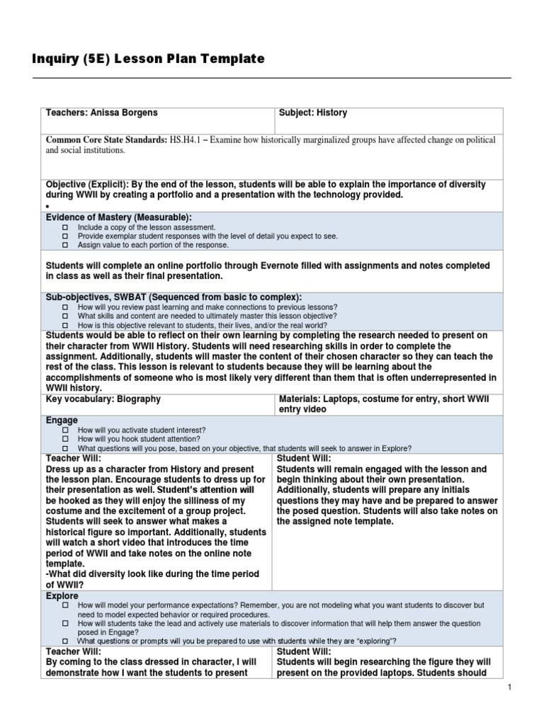 Inquiry-Based WWII Lesson Plan | PDF | Lesson Plan | Education Theory