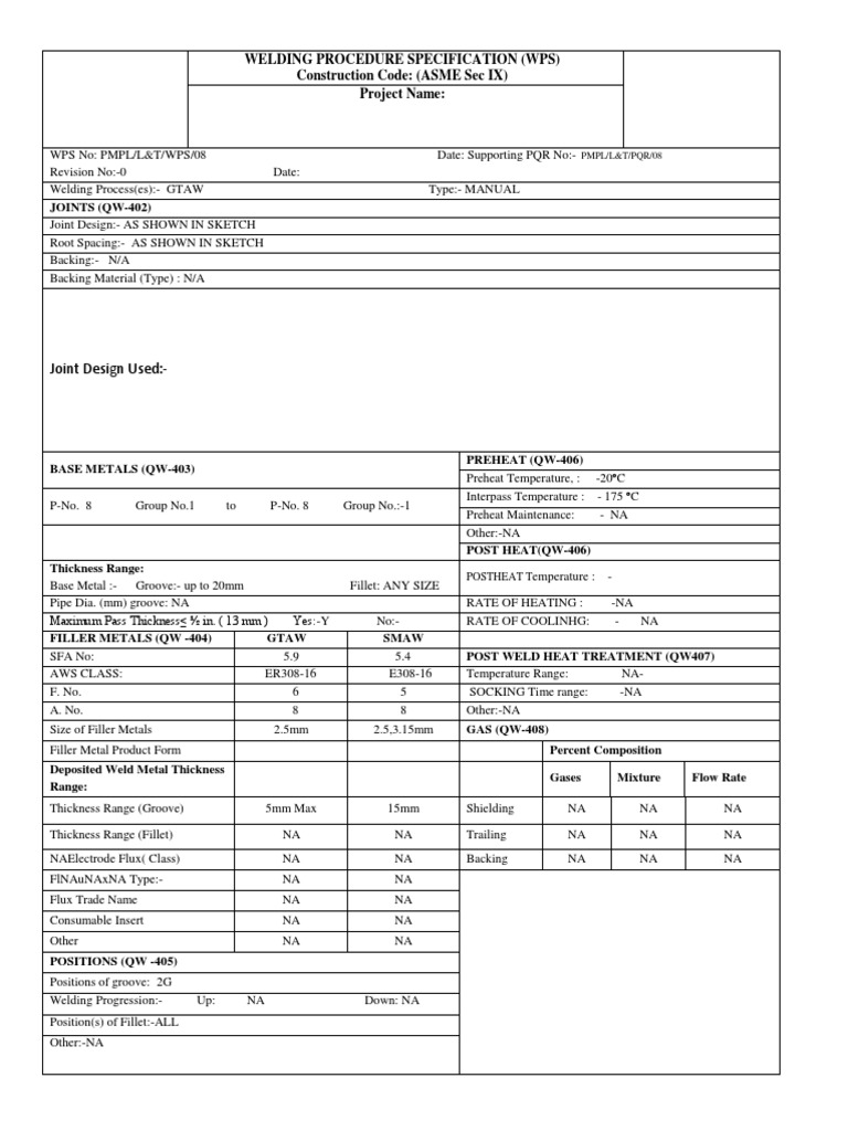 Wps For Ss 304 | PDF | Electric Heating | Welding
