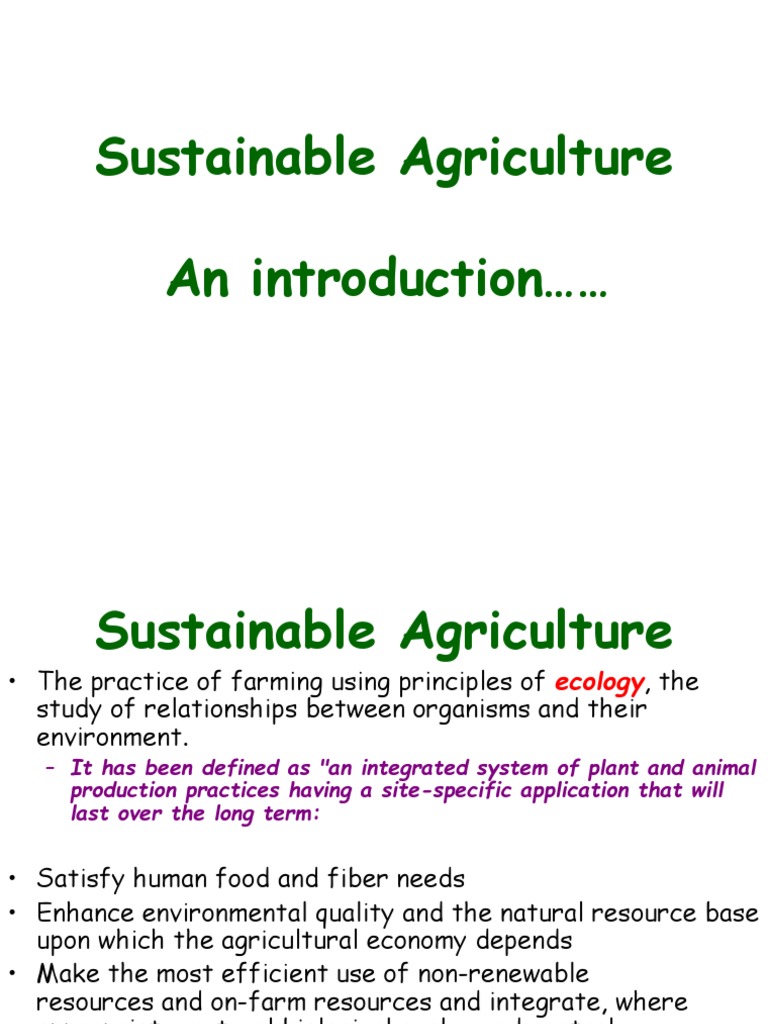 Chapter 13 Sustainable Agriculture | PDF | Soil | Agriculture
