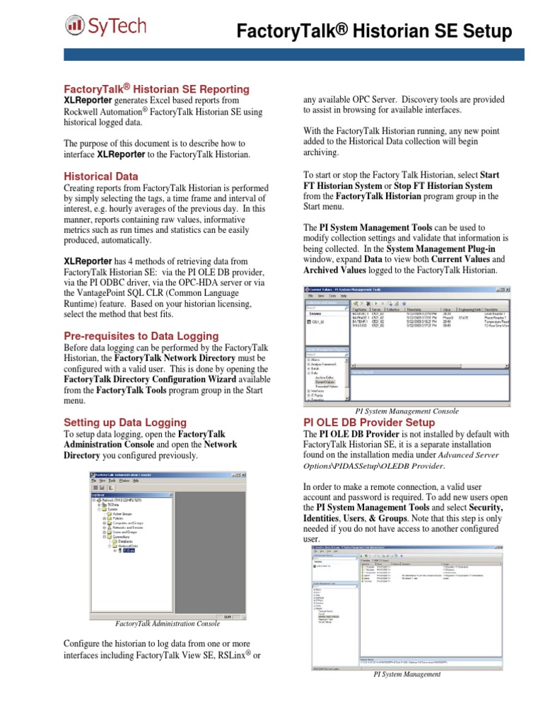Technical Rockwell Automation FactoryTalk Historian | PDF | User (Computing) | Microsoft Windows