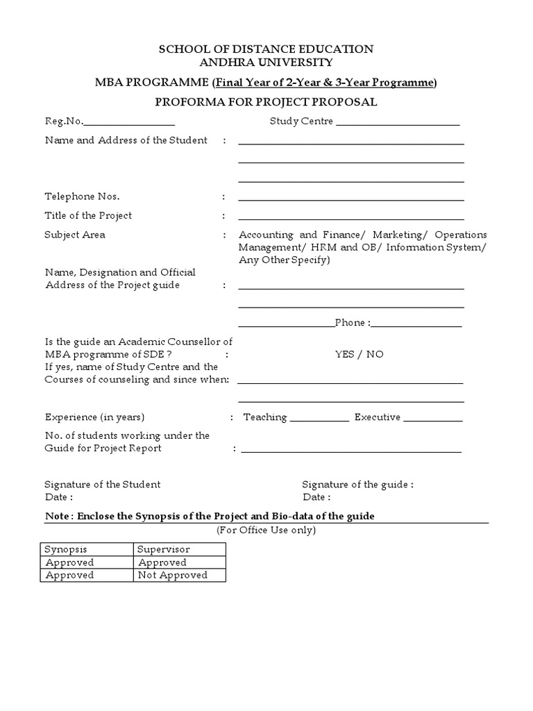 Project Proposal - Proforma | PDF | Master Of Business Administration ...