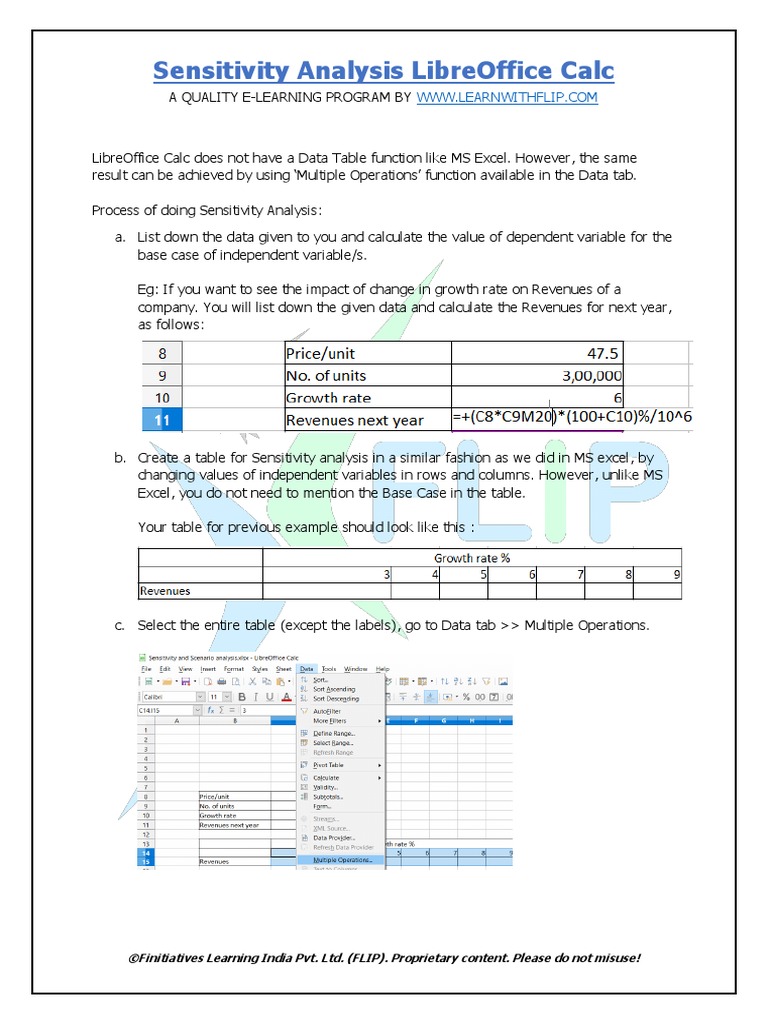 Sensitivity Analysis Using LibreOffice Calc | PDF