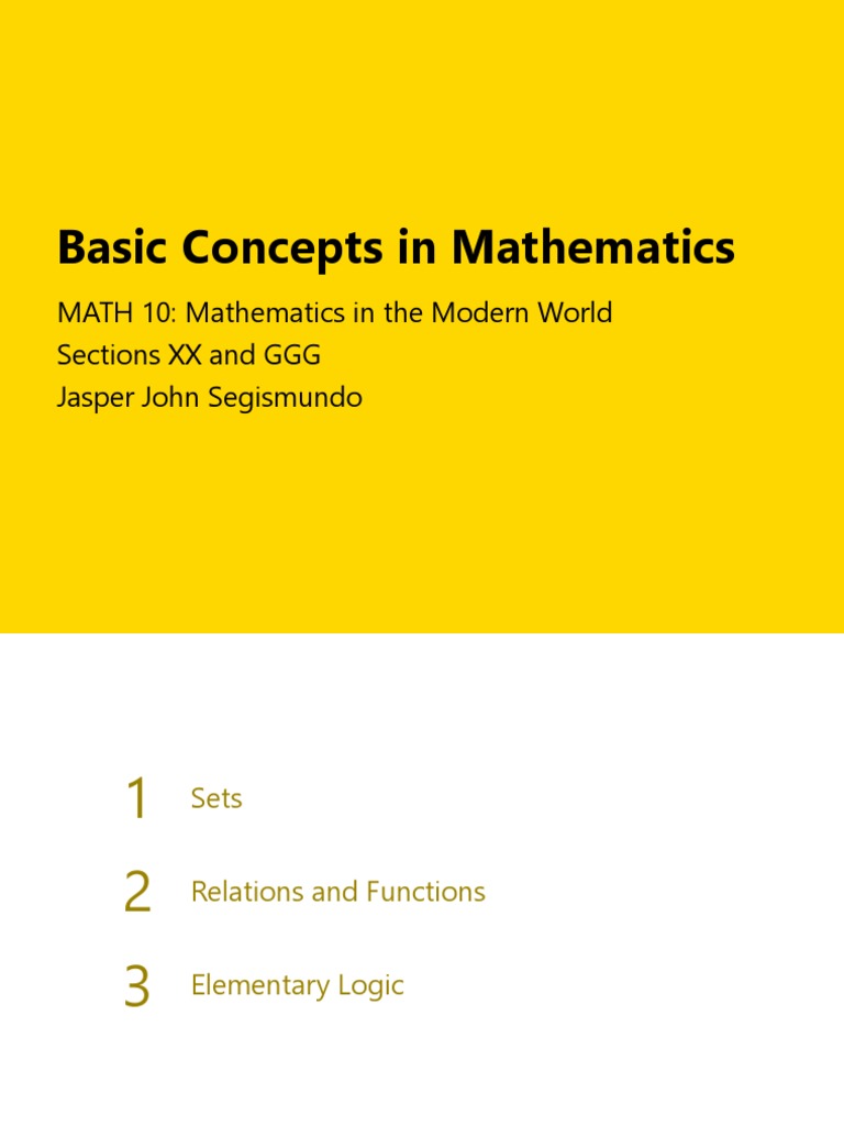 Basic Concepts in Mathematics | PDF | Set (Mathematics) | Formalism ...