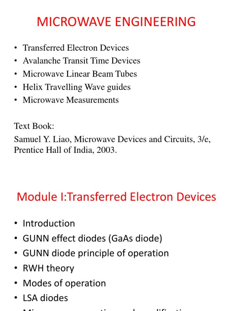 Microwave Engineering PPTs | PDF | Diode | Amplifier