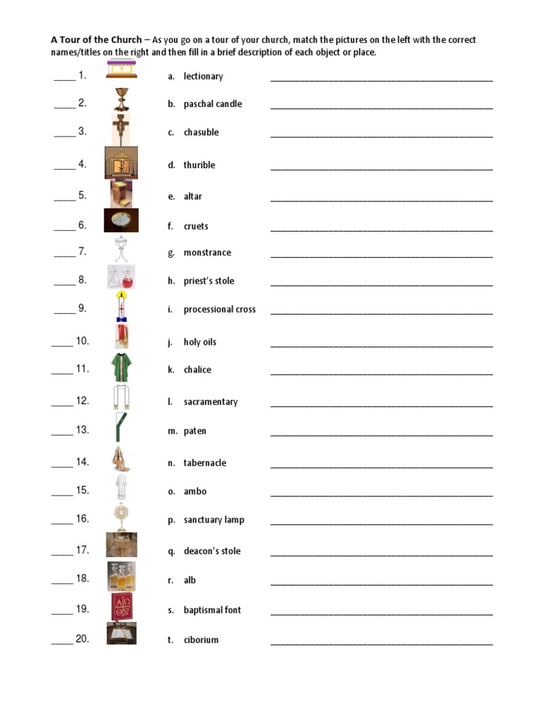 A Tour of The Church Student Worksheet | PDF | Christian Behaviour And ...