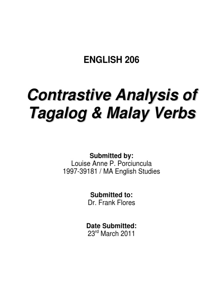 Contrastive Analysis of Tagalog and Mala-1 PDF | PDF | Tagalog Language ...
