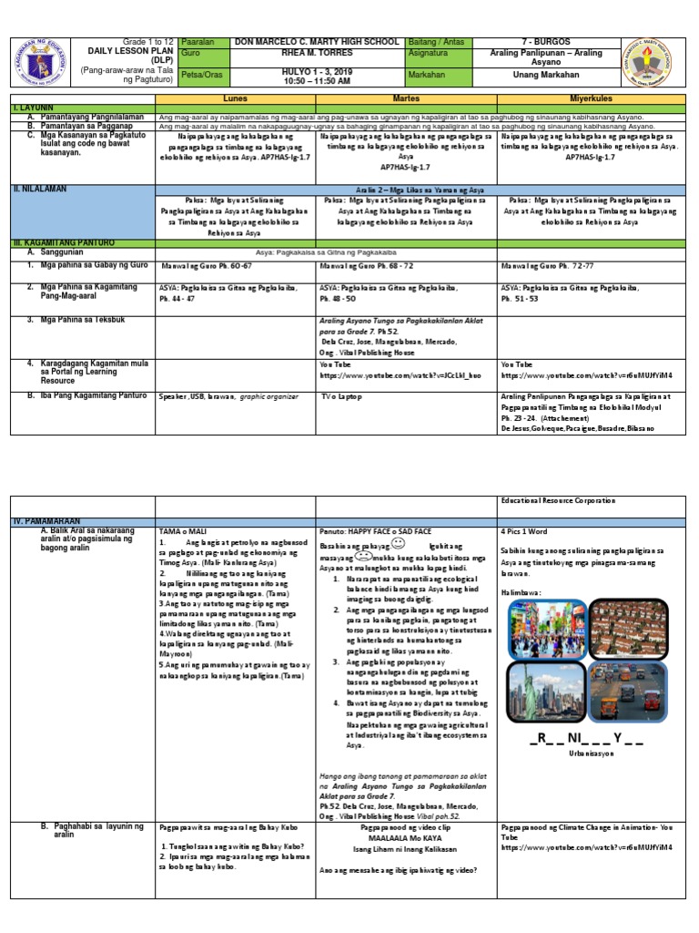AP 7 DLL 1st Quarter Week 5 | PDF