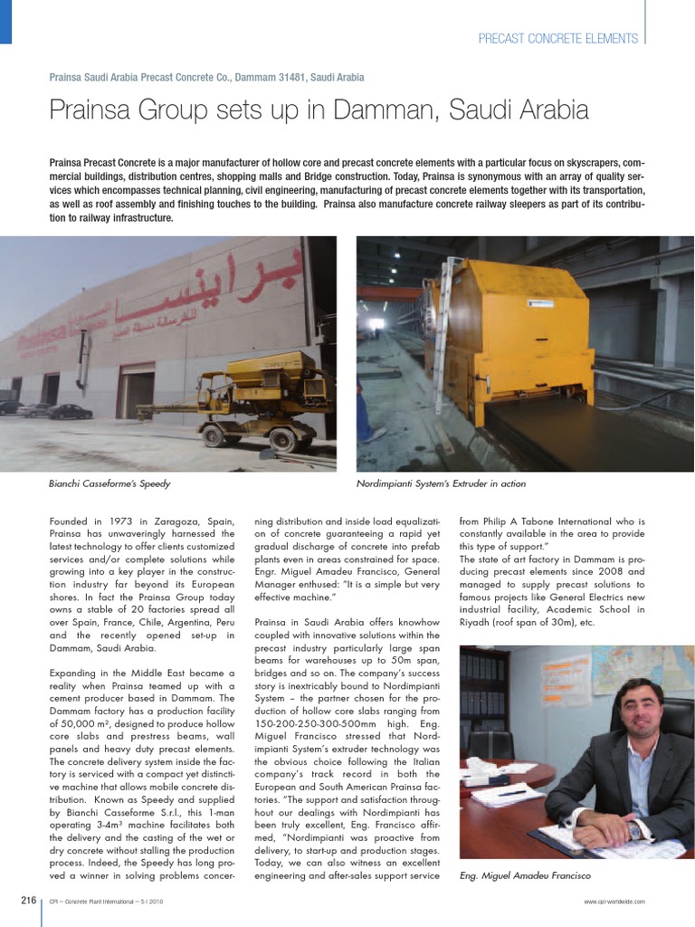 Prainsa's Precast Expansion in Dammam | PDF | Precast Concrete | Concrete