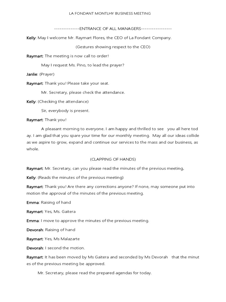 Business Meeting Script | PDF | Business