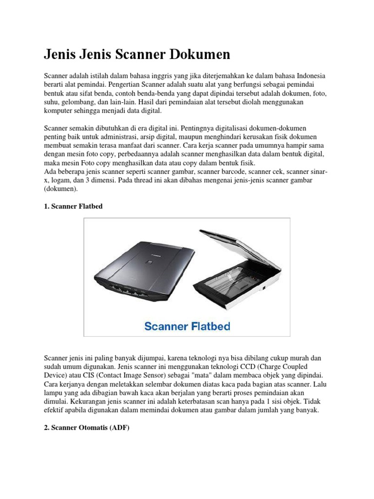 Jenis Jenis Scanner Dokumen | PDF | Seni | Teknologi & Rekayasa