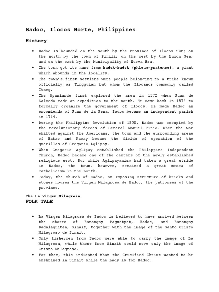 History of Badoc | PDF | Philippines