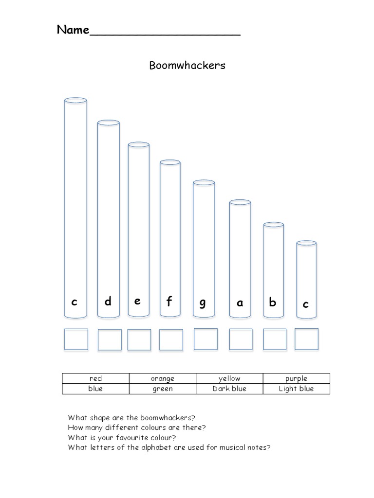 Boomwhacker Worksheet | PDF