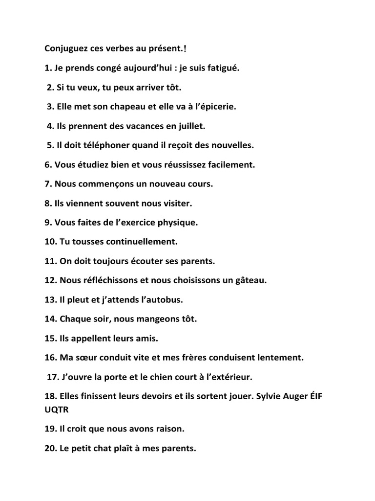 Exercices de conjugaison au présent | PDF | Maison et jardin | Poésie