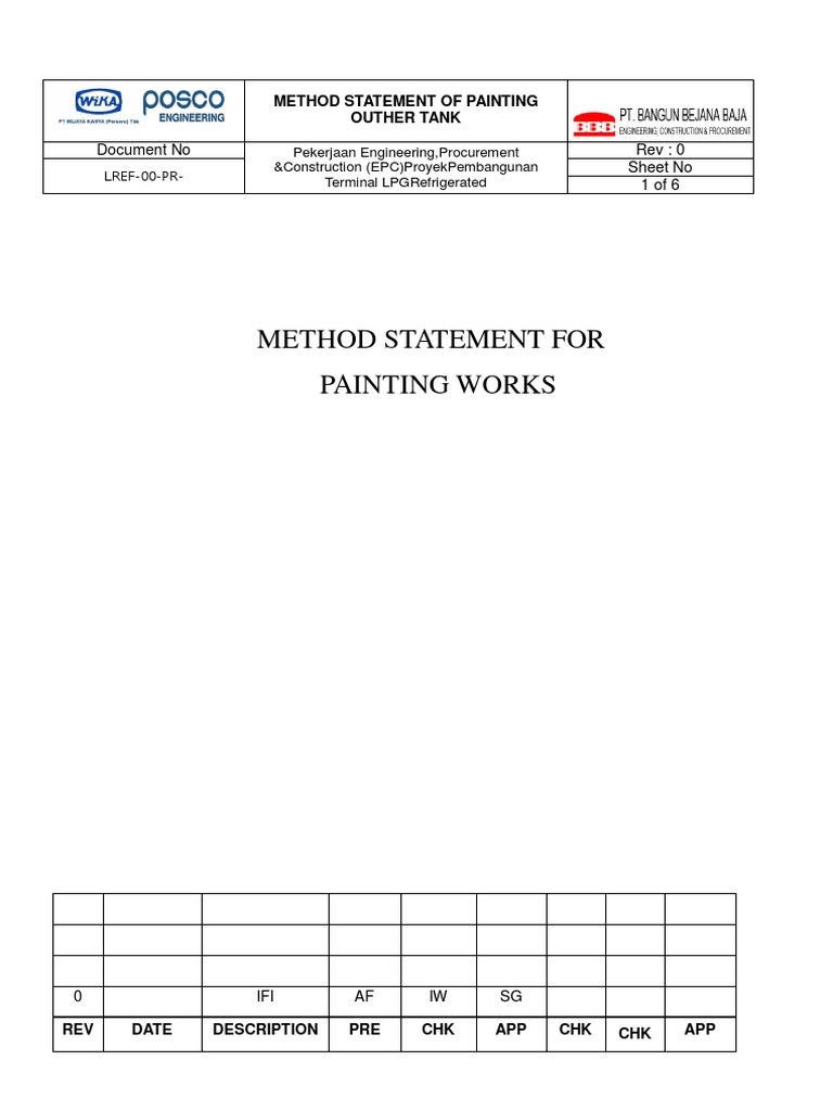 Method Satment For Outher Tank Painting Works | PDF | Personal ...