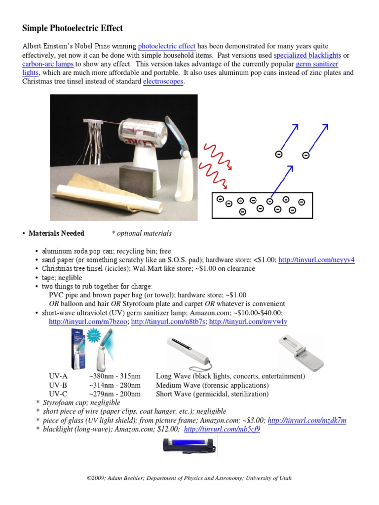 Simple Gold Leaf Photoelectric Experiment | PDF | Photoelectric Effect ...