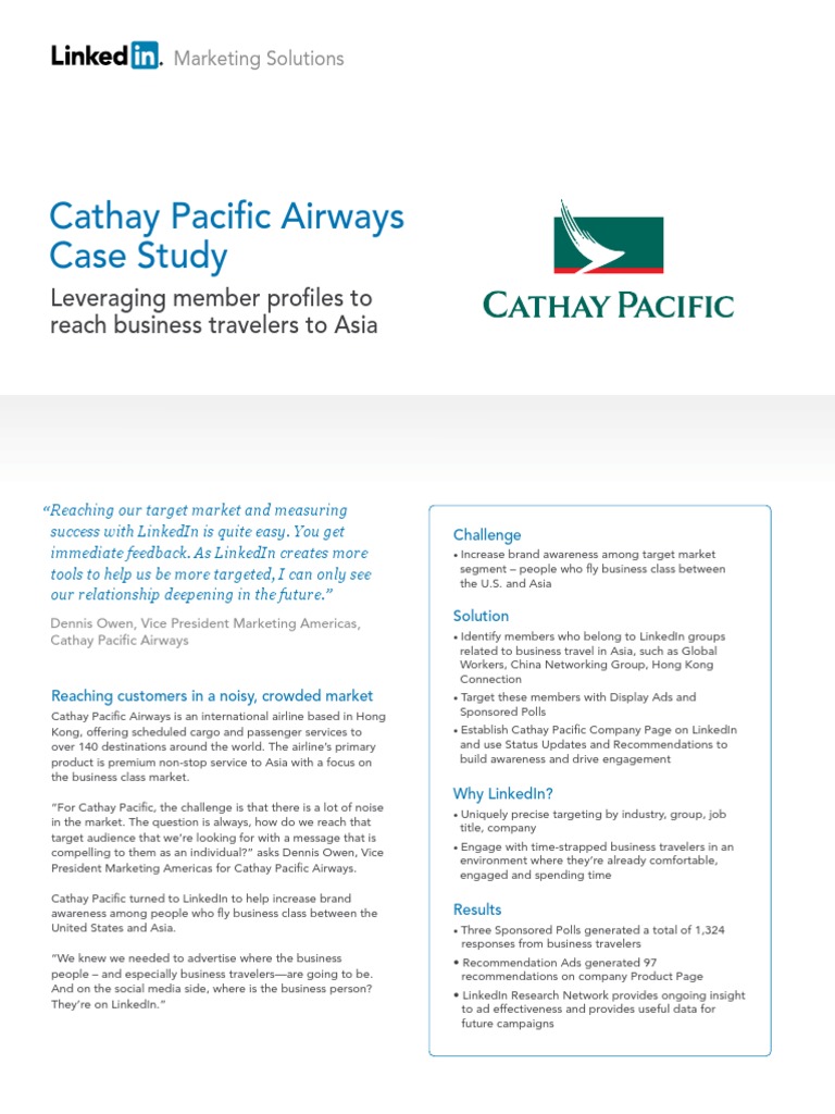 Linkedin Cathay Pacific Case Study Us en 130314 | PDF | Linked In | Target Audience