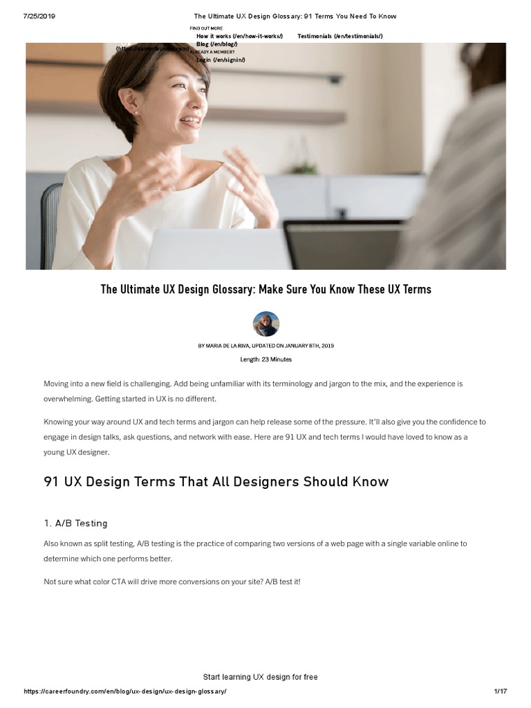 The Ultimate UX Design Glossary - 91 Terms You Need To Know | PDF | Ios | Computing