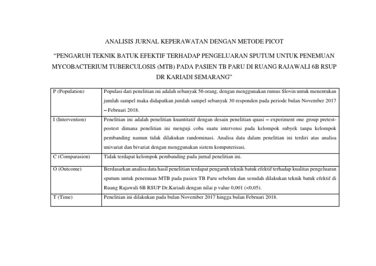 Analisis Jurnal Keperawatan Dengan Metode PICOT | PDF