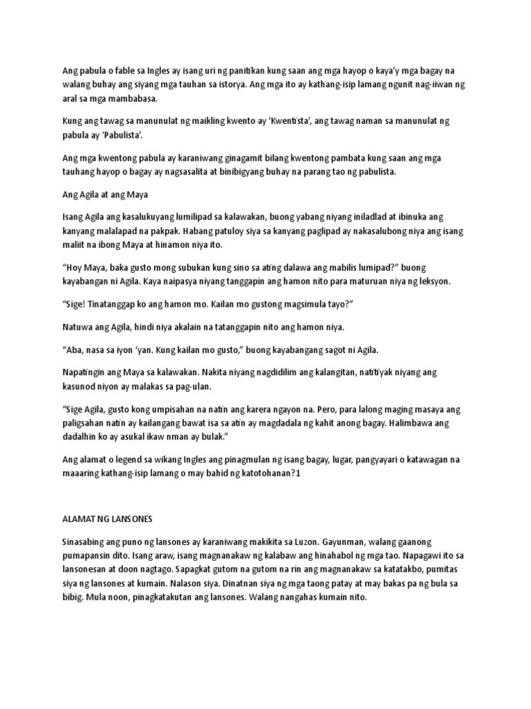 Ang Pabula at Alamat | PDF