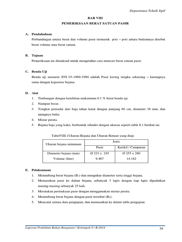 BAB 08 - Berat Satuan Pasir | PDF