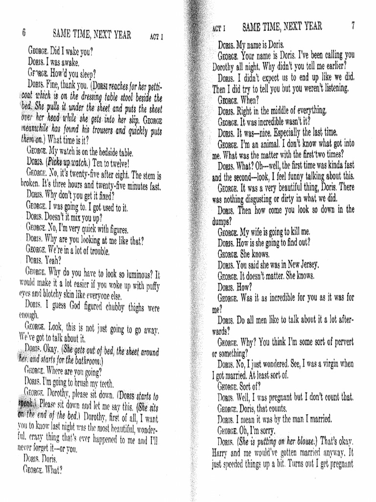 Same Time Next Year Sides | PDF