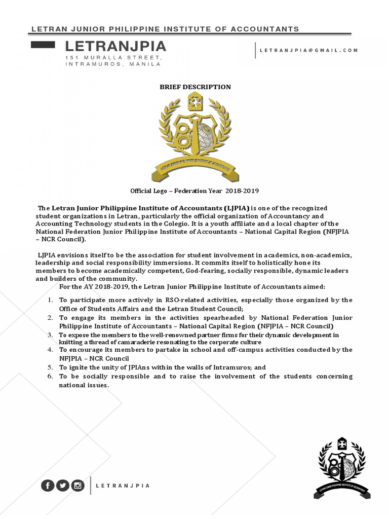 Letran JPIA Organization Overview | PDF | Presidents Of The United ...