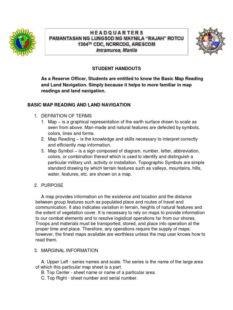 Basic Map Reading and Land Navigation | PDF | Compass | Azimuth