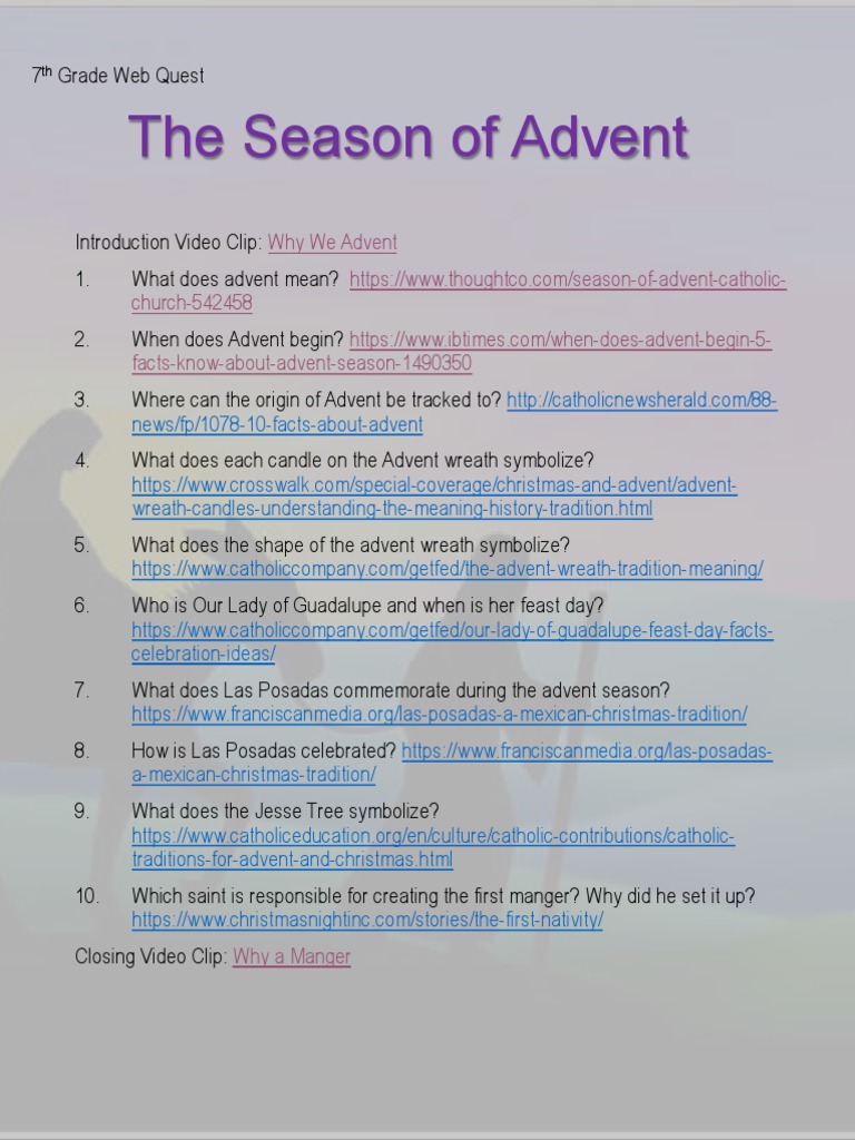 7th Grade Advent Webquest | PDF
