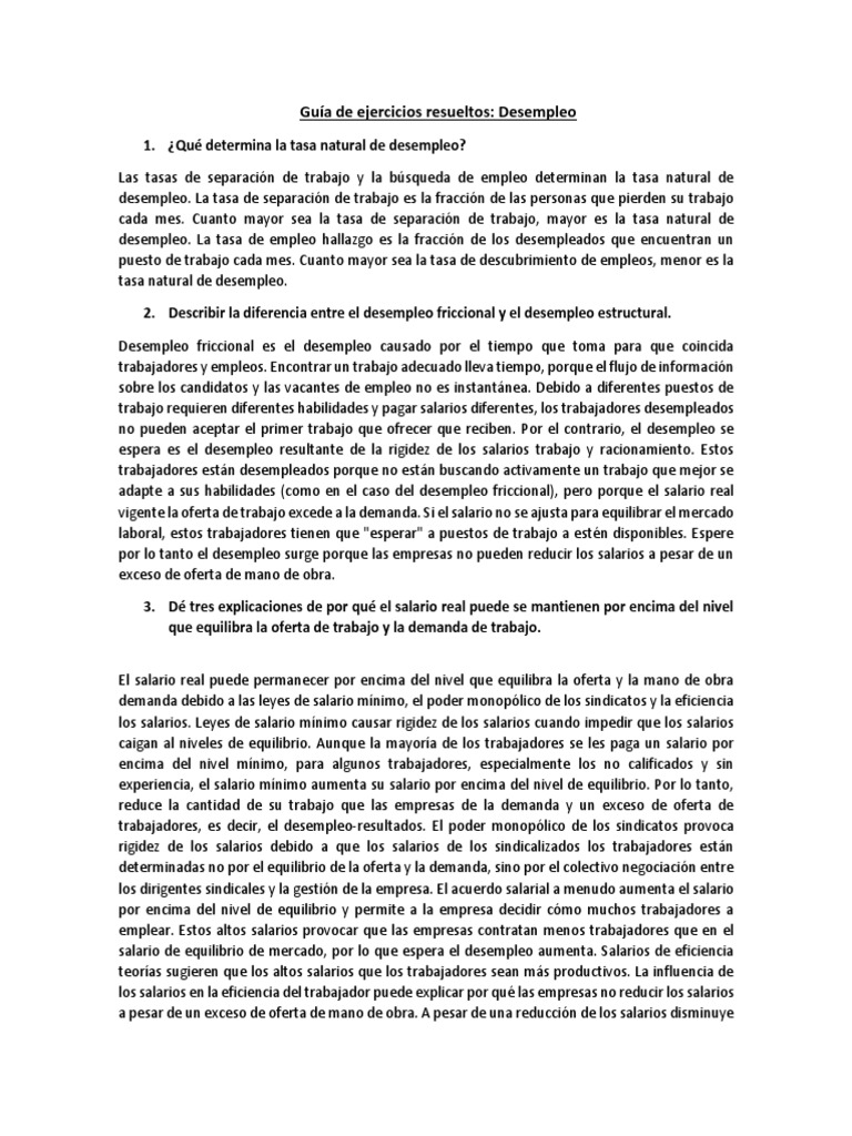 Ejercicios Resueltos Desempleo | PDF | Desempleo | Ciencias sociales