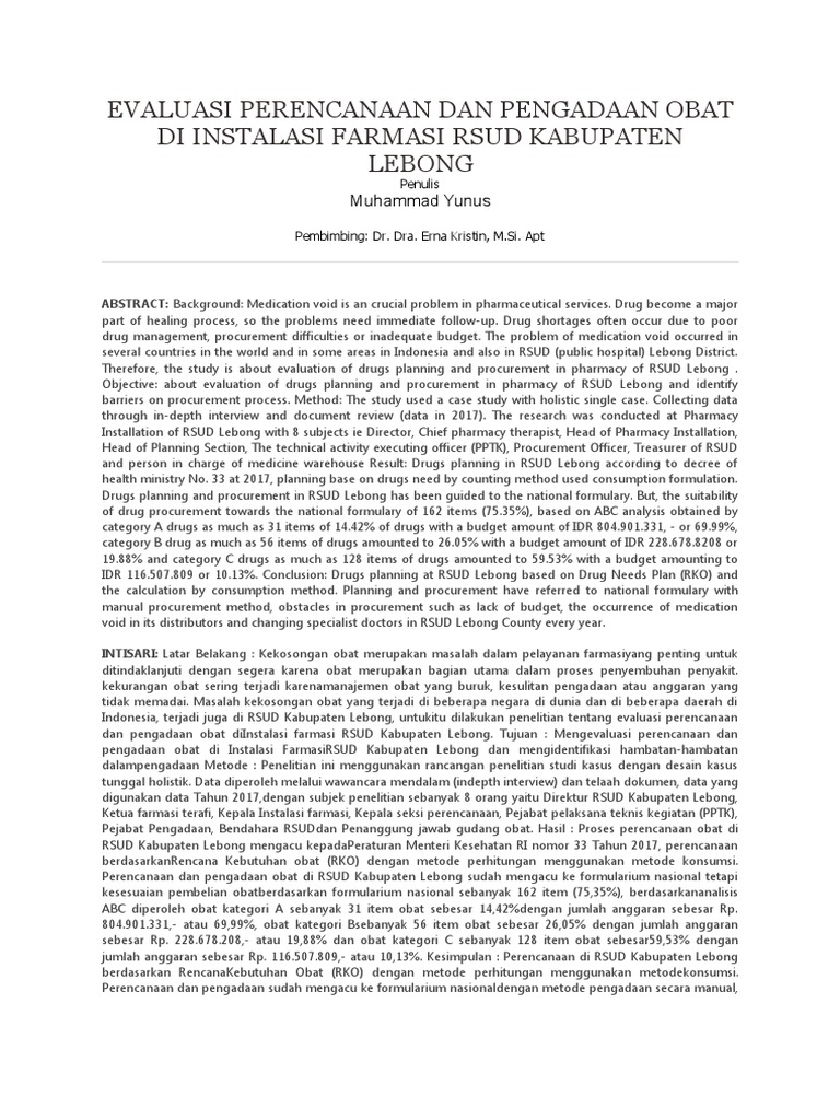 Contoh Tesis | PDF | Pharmacy | Medical Treatments