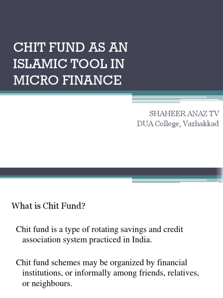 Chit Fund As An Islamic Tool in Micro | PDF | Money | Banking