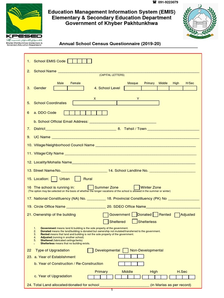 EMIS School Registration Form 2024 | PDF | Teachers