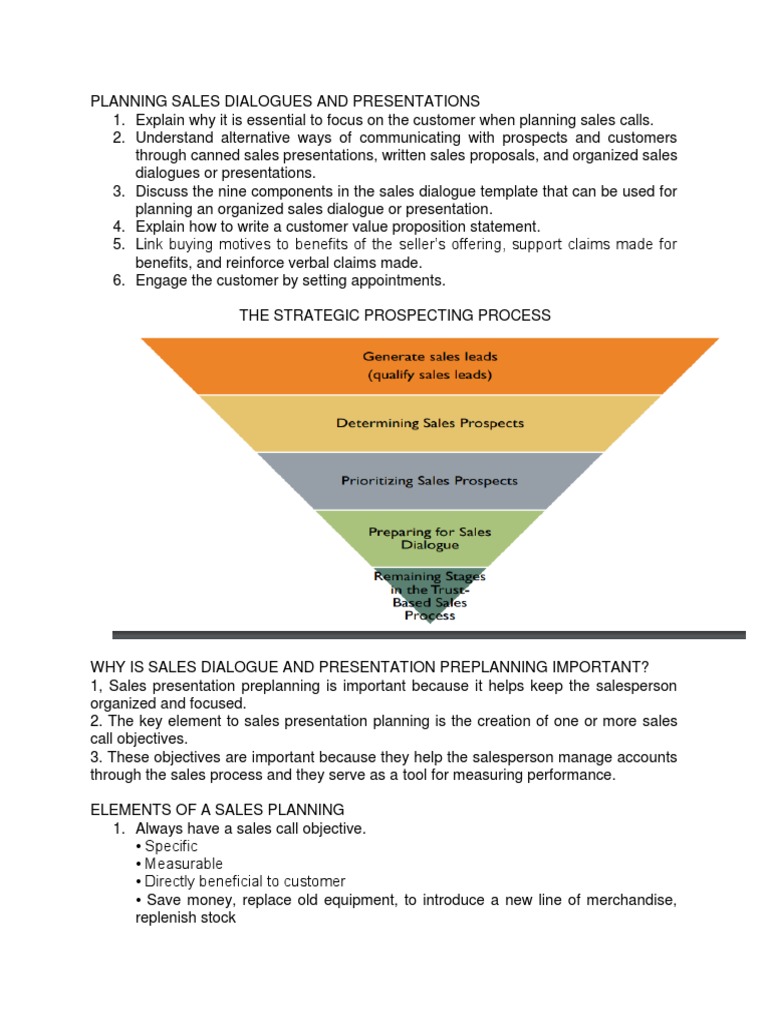 Planning Sales Dialogue and Presentation | PDF | Sales | Business
