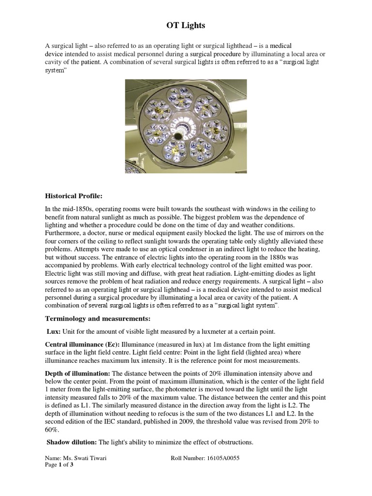 Format For 2page Report On OT Light | PDF | Lighting | Physical Phenomena